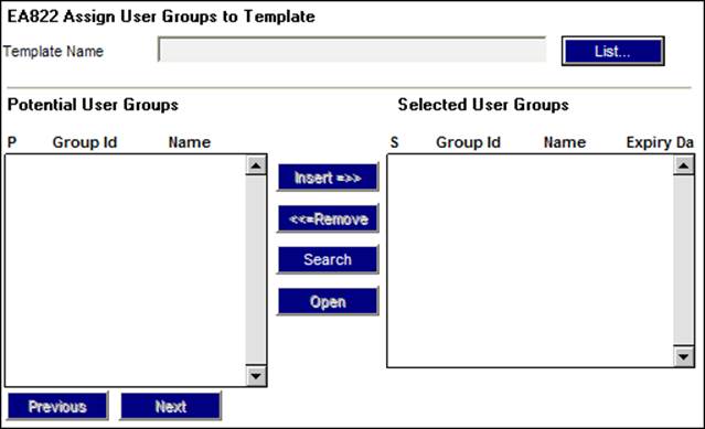 Assign User Groups to Template