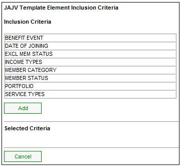 Inclusion / Exclusion Criteria (Infrastructure Template Elements)