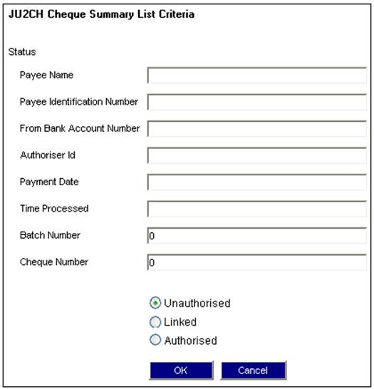 Cheque Authorisation
