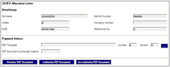 Allocation Letters (Beneficiary Product)