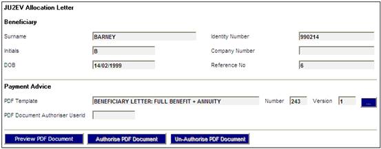 Allocation Letters (Beneficiary Product)